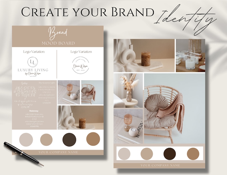 Brand Board Template Mood Board Branding Kit Brand Style Board Branding ...
