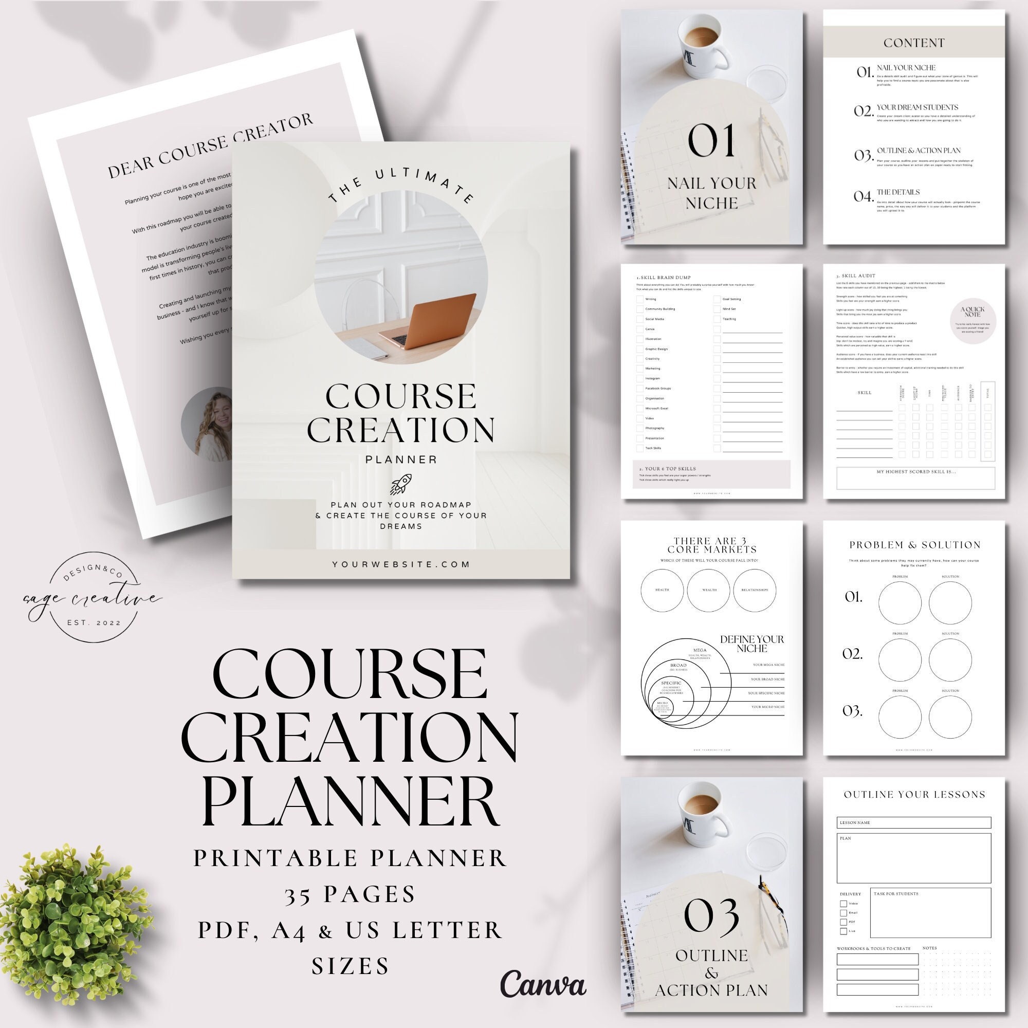 Printable Online Course Creation Planner Template, Course Creator ...