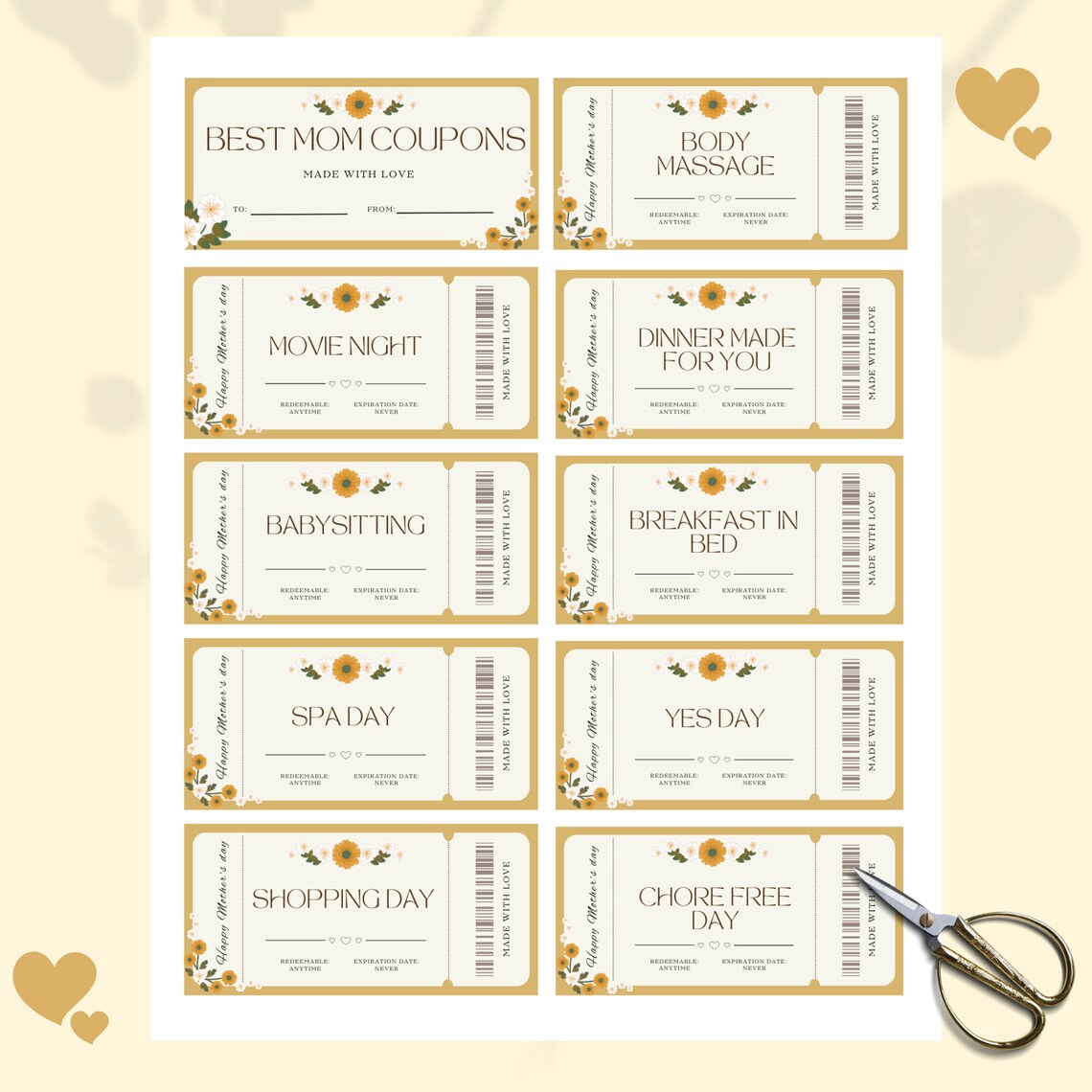 Editable Mom Coupon Book Template for Mothers Day Gift Idea, Printable ...
