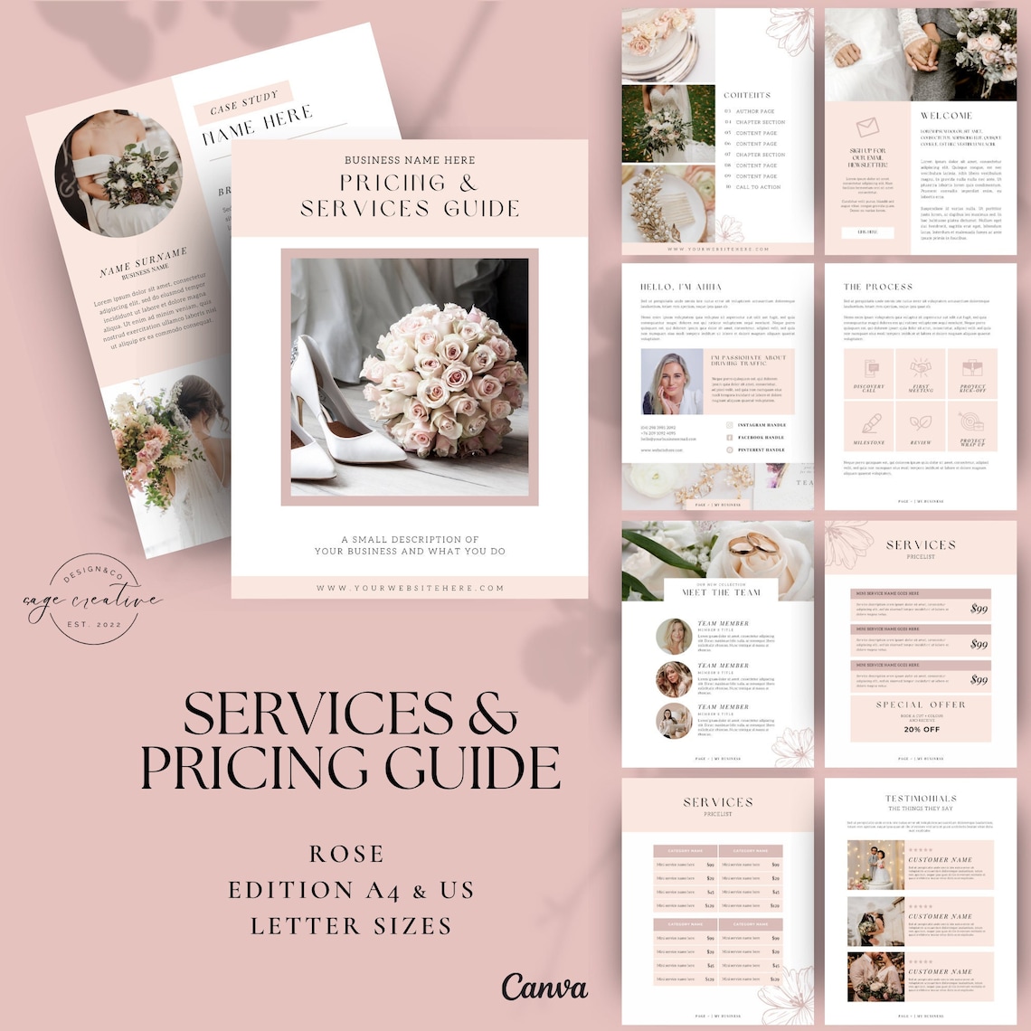 Services & Pricing Guide Template Canva, Flower Shop Pricing Guide ...