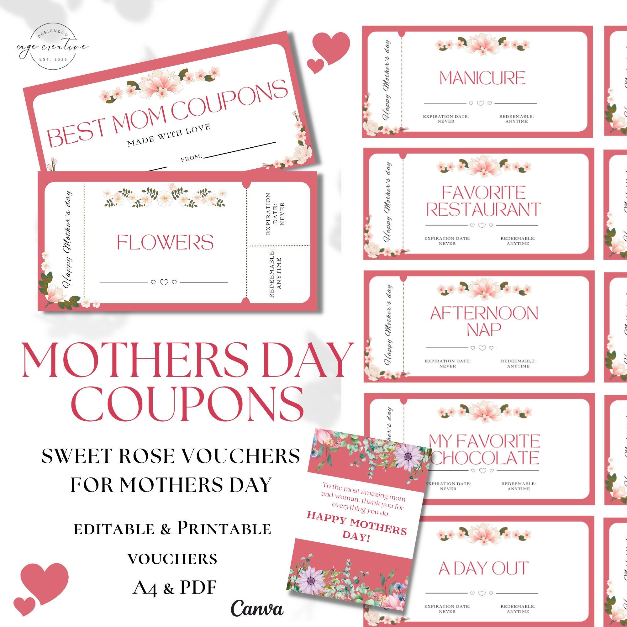 Editable Mom Coupon Book Template for Mothers Day Gift Idea, Printable ...