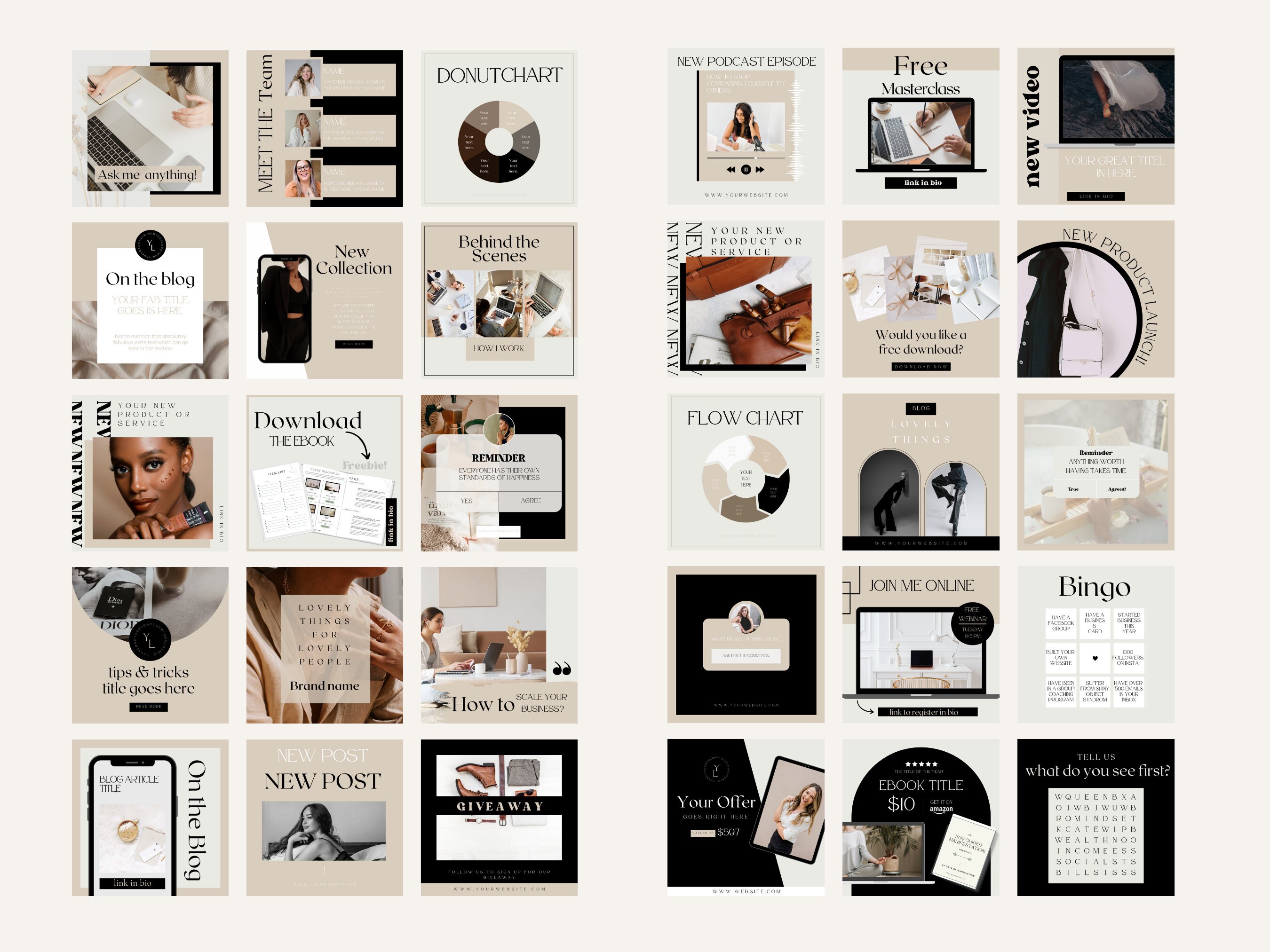 455 Clean Instagram Post Template Mega Bundle for Business and Coaches ...