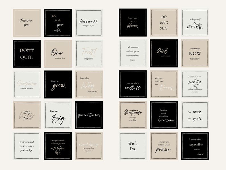 100 Clean Motivational Affirmation Instagram Quote Post Templates ...