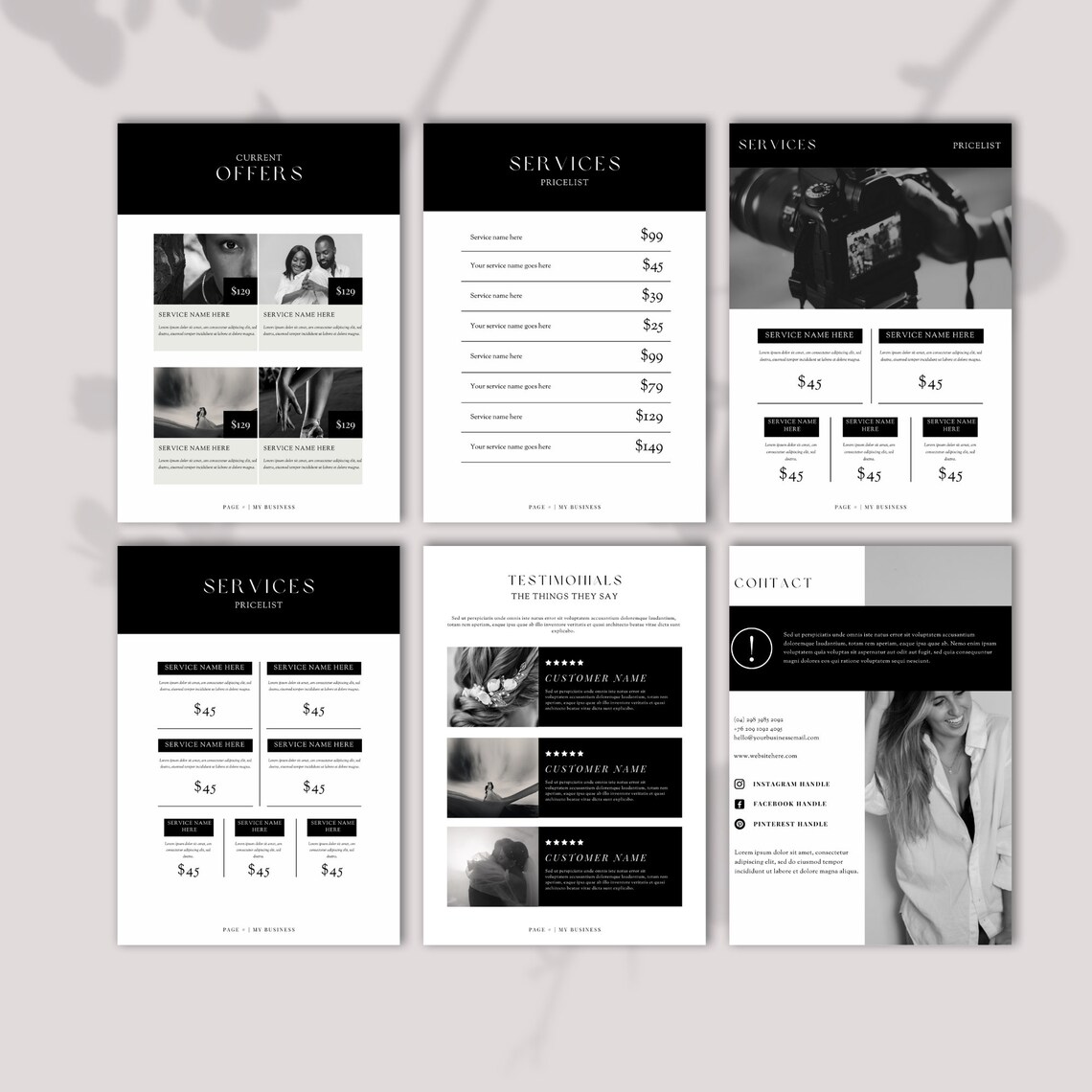 Services & Pricing Guide Template Canva, Photography Pricing Guide ...