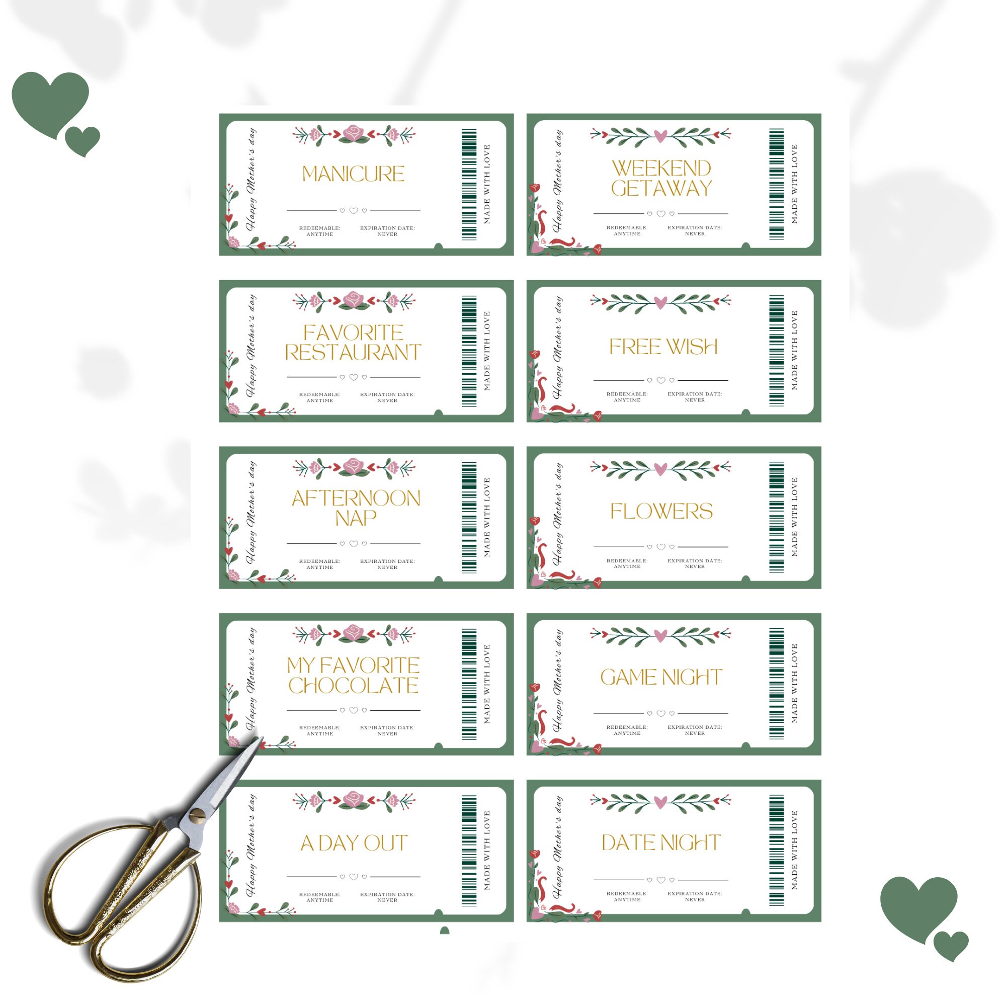 Editable Mom Coupon Book Template for Mothers Day Gift Idea, Printable ...