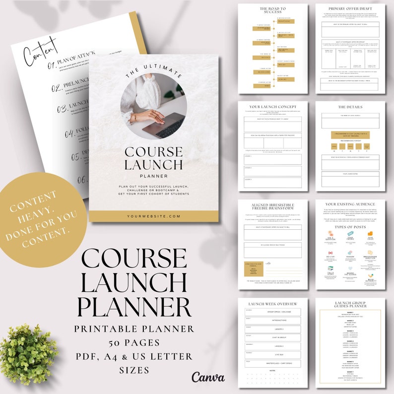 Printable Online Course Launch Planner & Workbook Template, Course ...