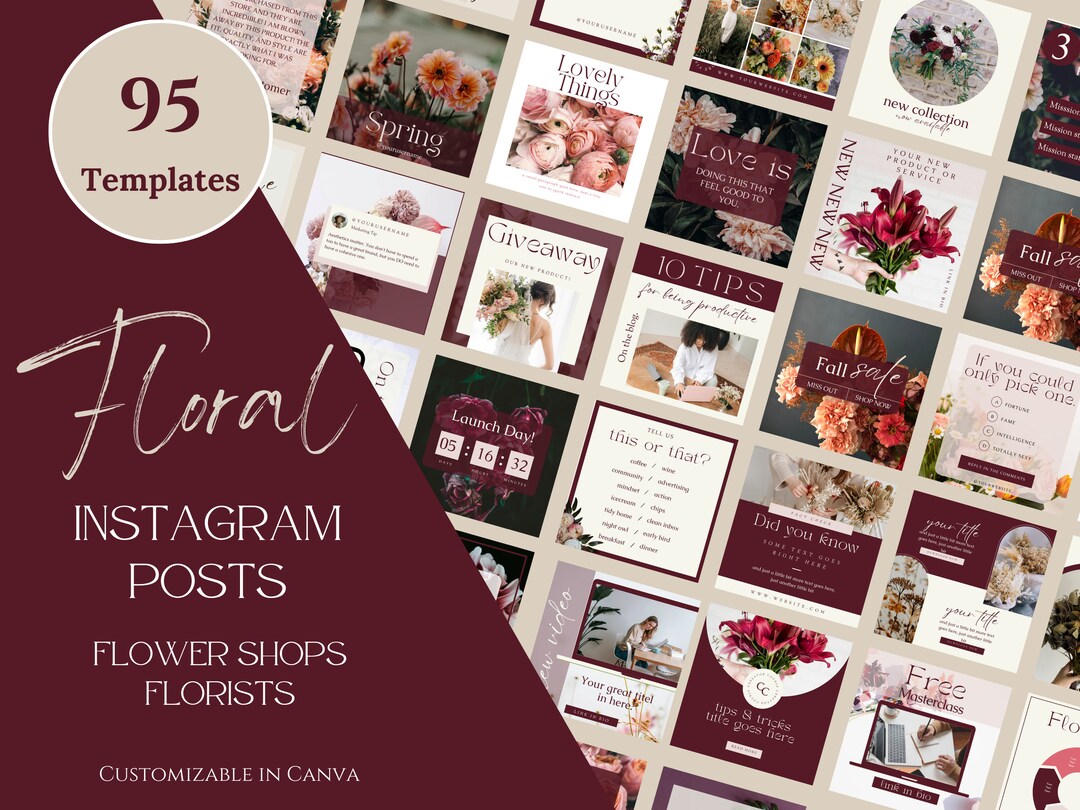 95 Floral Instagram Post Templates, Flower Shops, Florist Templates ...