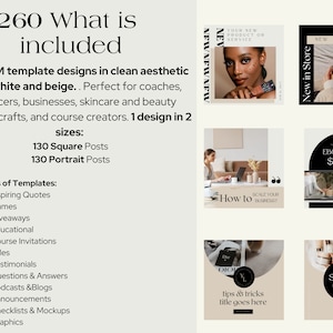 260 Clean Instagram Post Templates for Business and Coaches, Black and ...