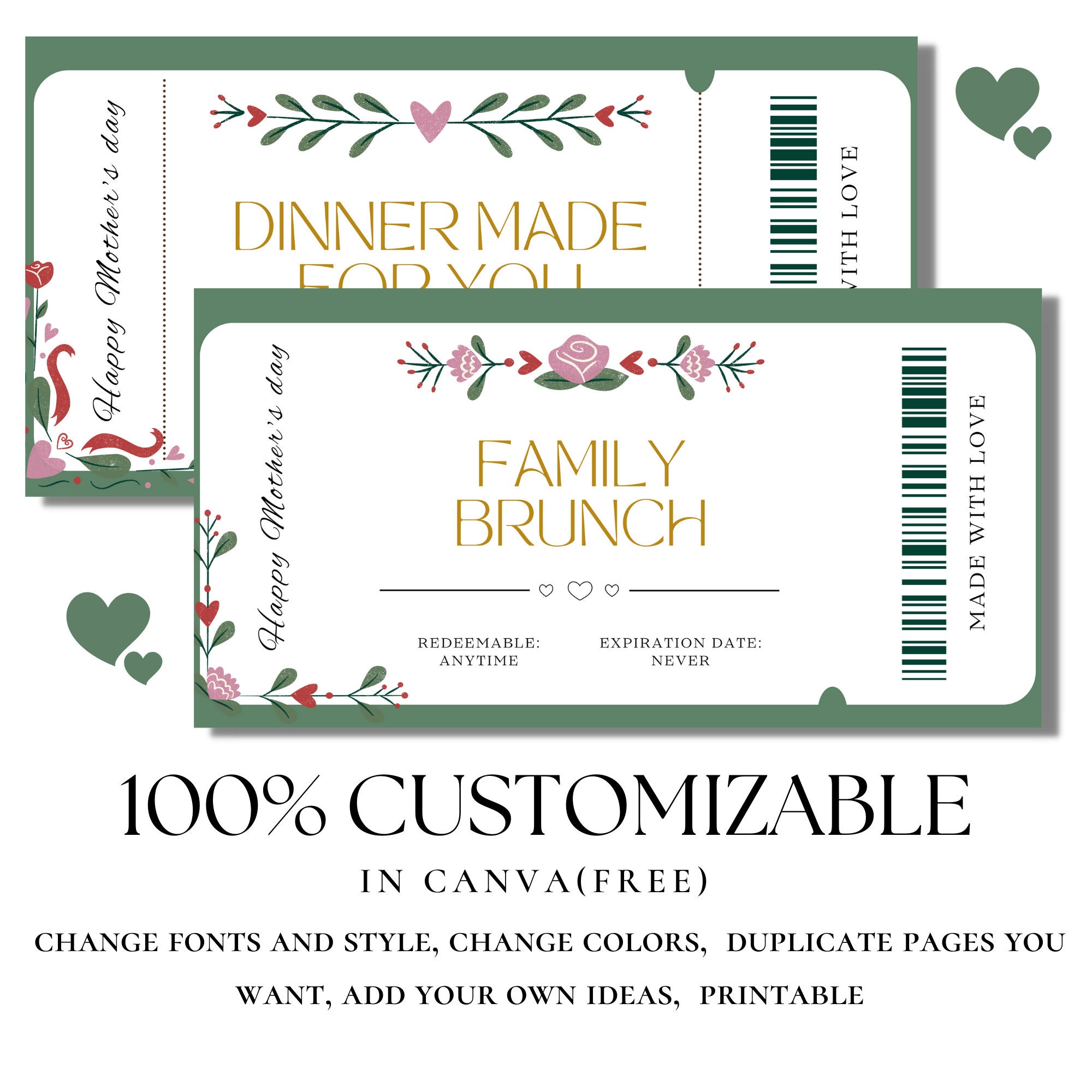 Editable Mom Coupon Book Template for Mothers Day Gift Idea, Printable ...