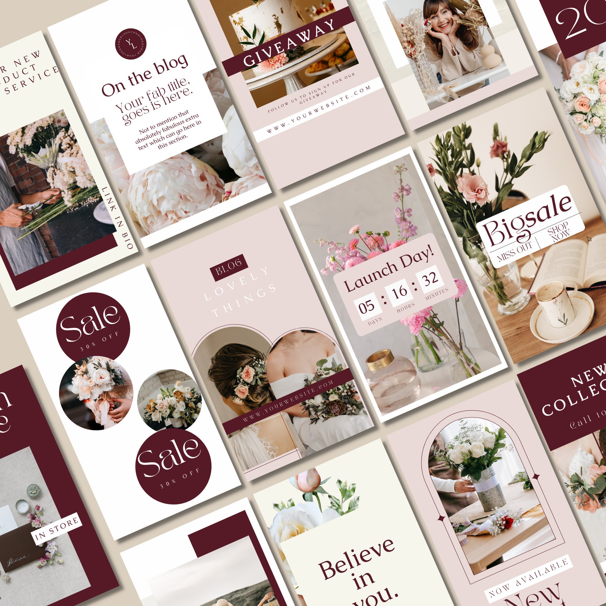 170 Floral Instagram Post Templates, Flower Shops, Florist Templates ...
