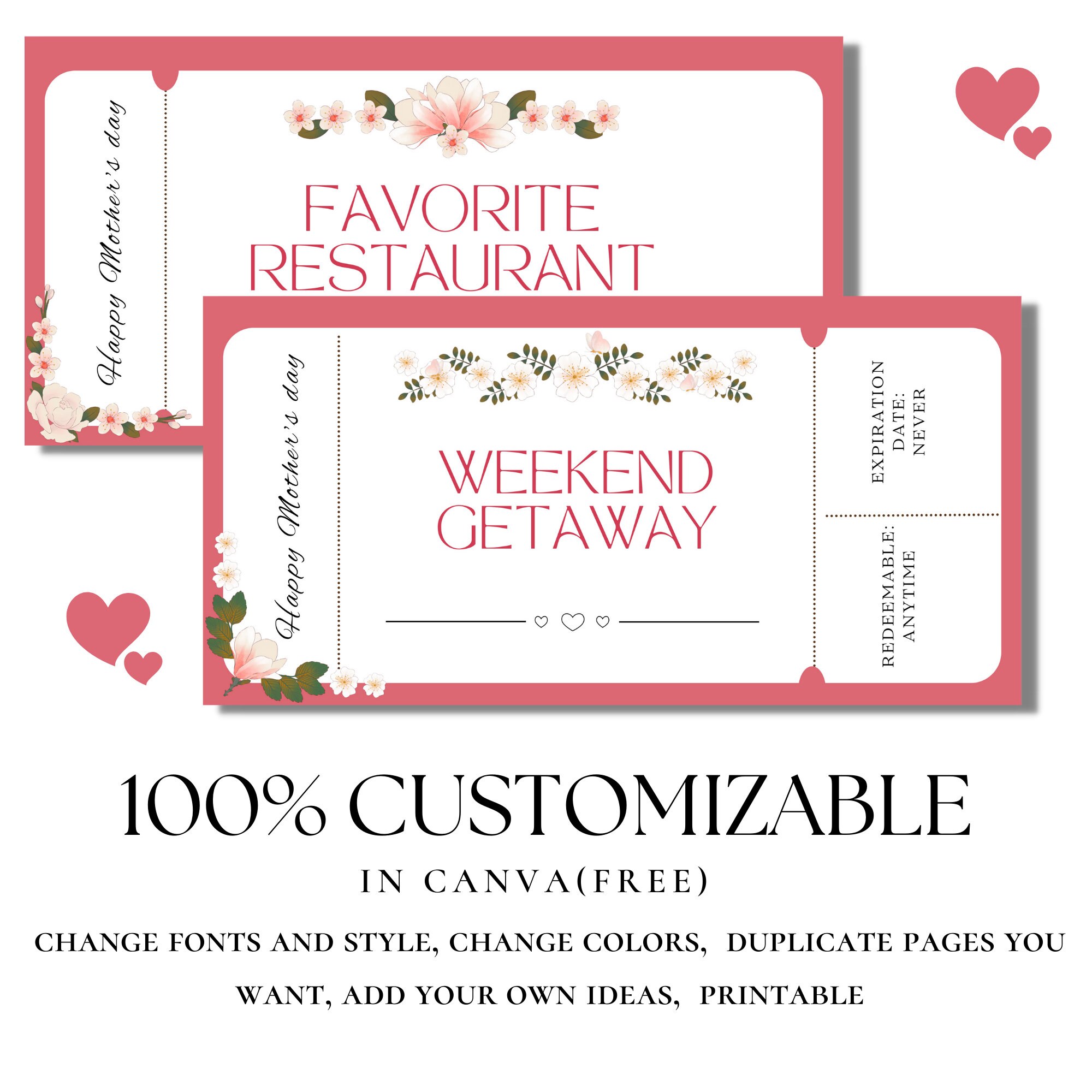 Editable Mom Coupon Book Template for Mothers Day Gift Idea, Printable ...