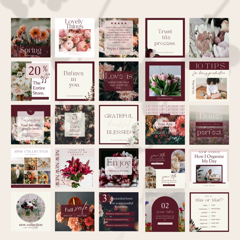 170 Floral Instagram Post Templates, Flower Shops, Florist Templates ...