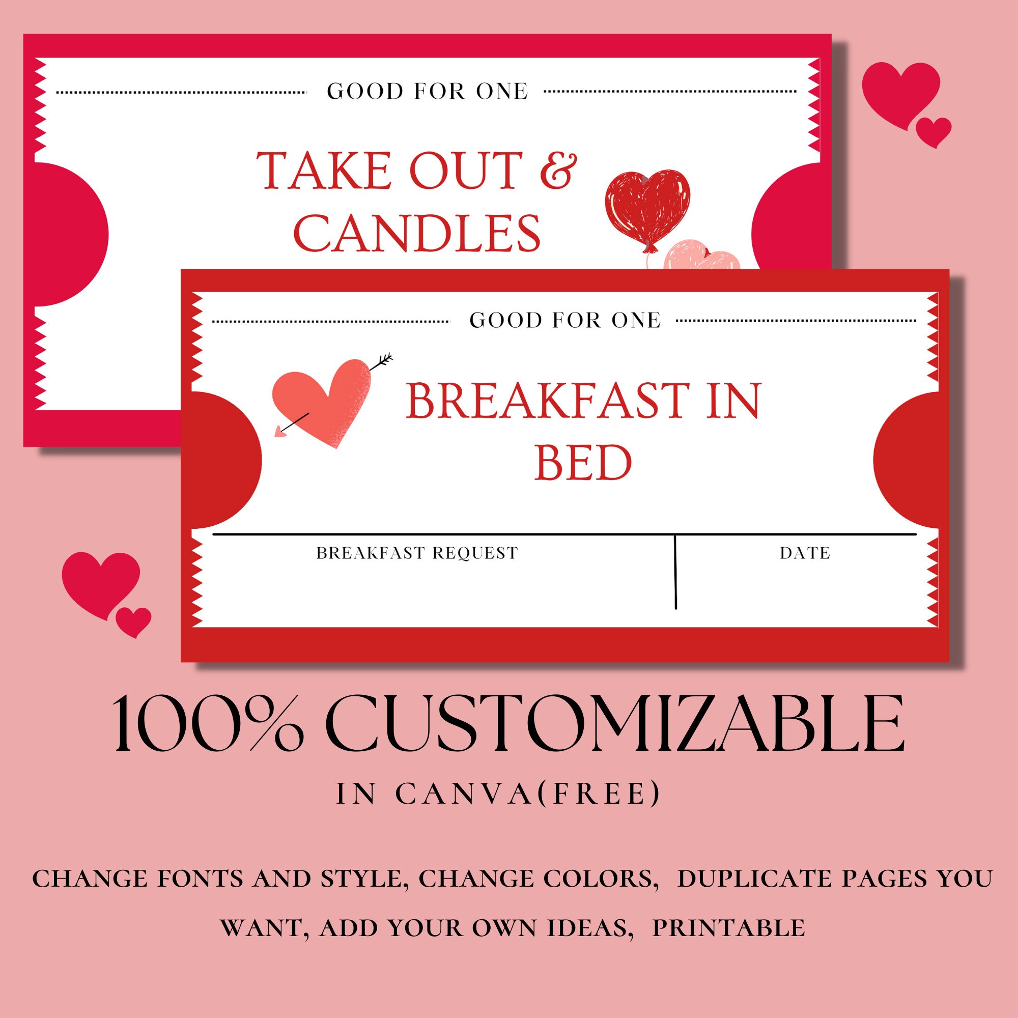Printable Naughty Love Coupons Book For Her Customizable Valentines