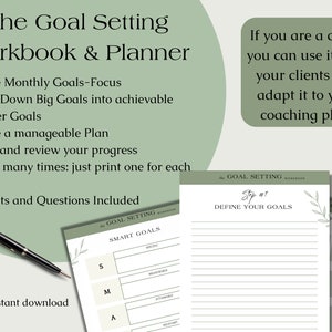 Printable Goal Setting Workbook and Planner Canva Template, Vision ...