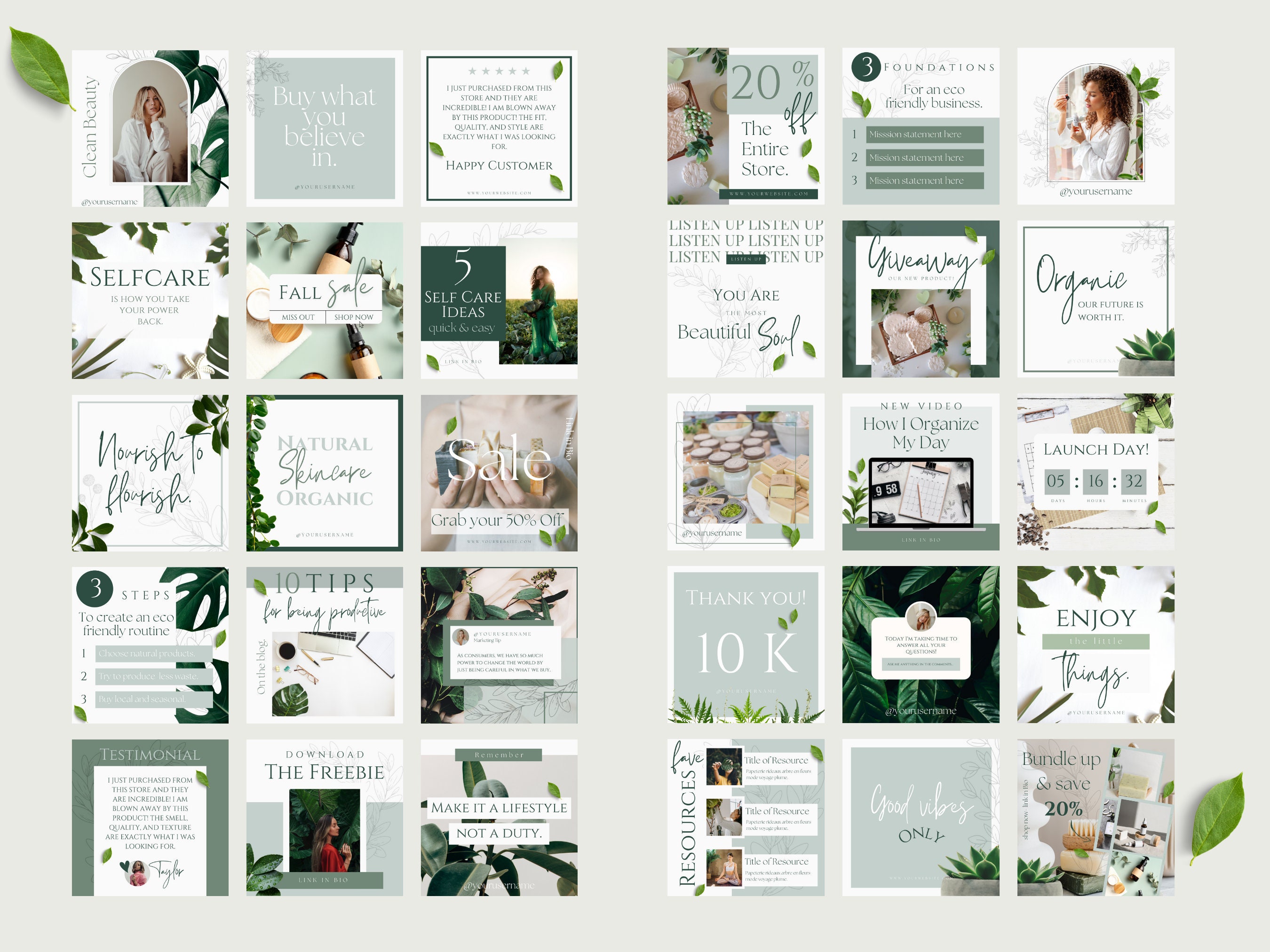 80 Instagram Post Template | Wellness Posts | Natural Skincare ...