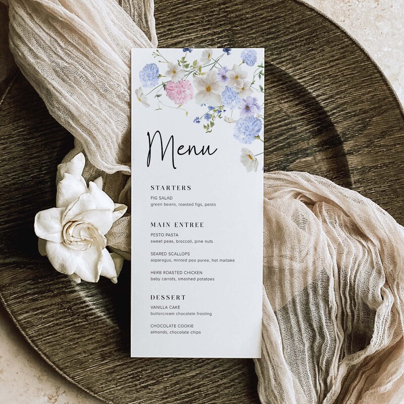 Floral Menu - Etsy