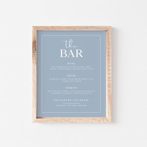 Minimalist Wedding Bar Menu Template, Wedding Drink Sign, Printable Bar ...