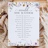 Editable Who Knows the Bride the Best, Would the Bride Rather - Fun ...