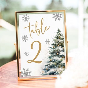 Christmas Table Numbers Templates, Holiday Table Numbers, Gold ...