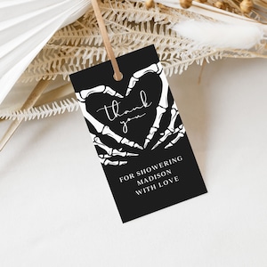 Gothic Bridal Shower Favor Tag Template, Halloween Baby Shower Thank ...