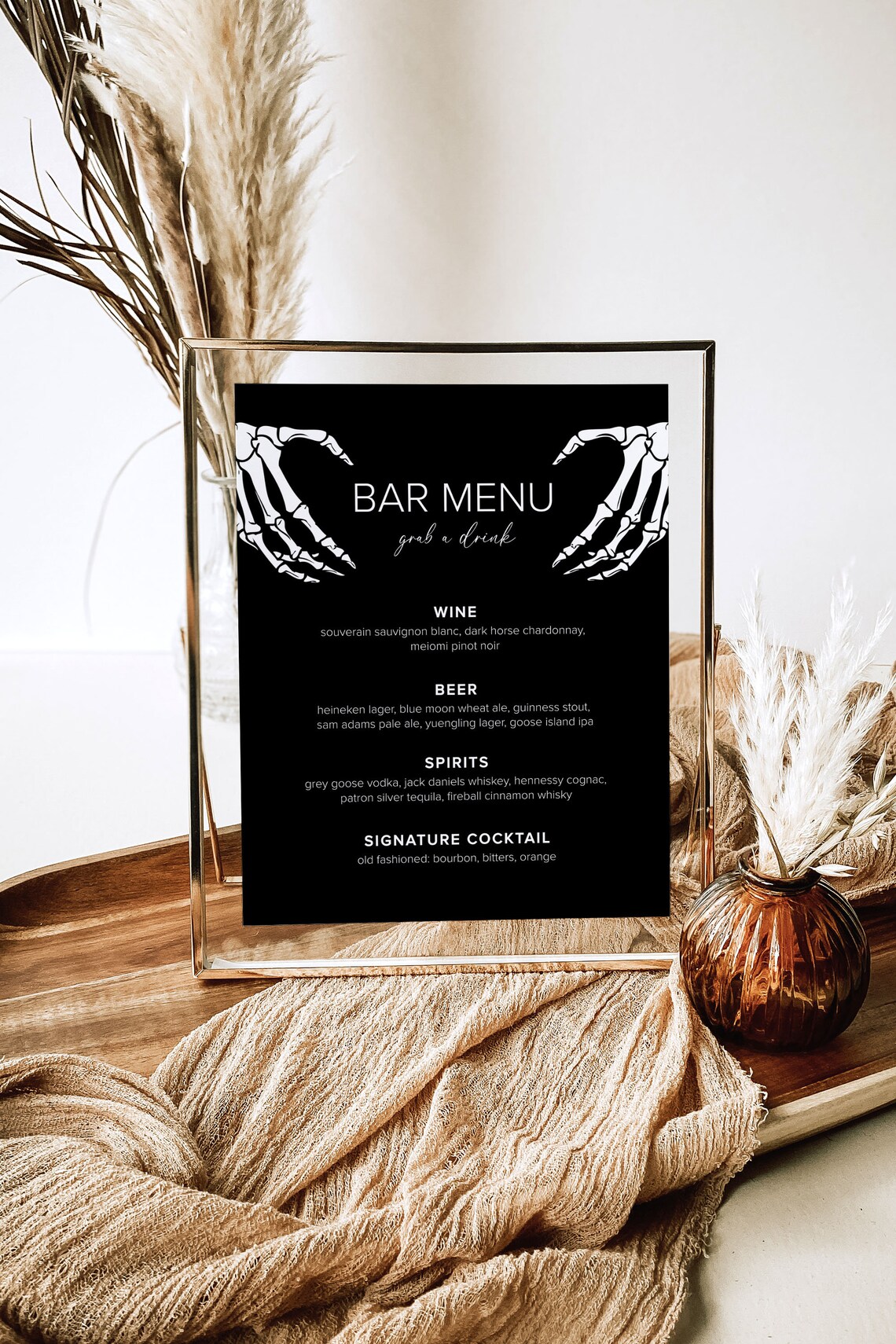 Halloween Gothic Wedding Bar Menu Template, Dark Moody Wedding Drink ...