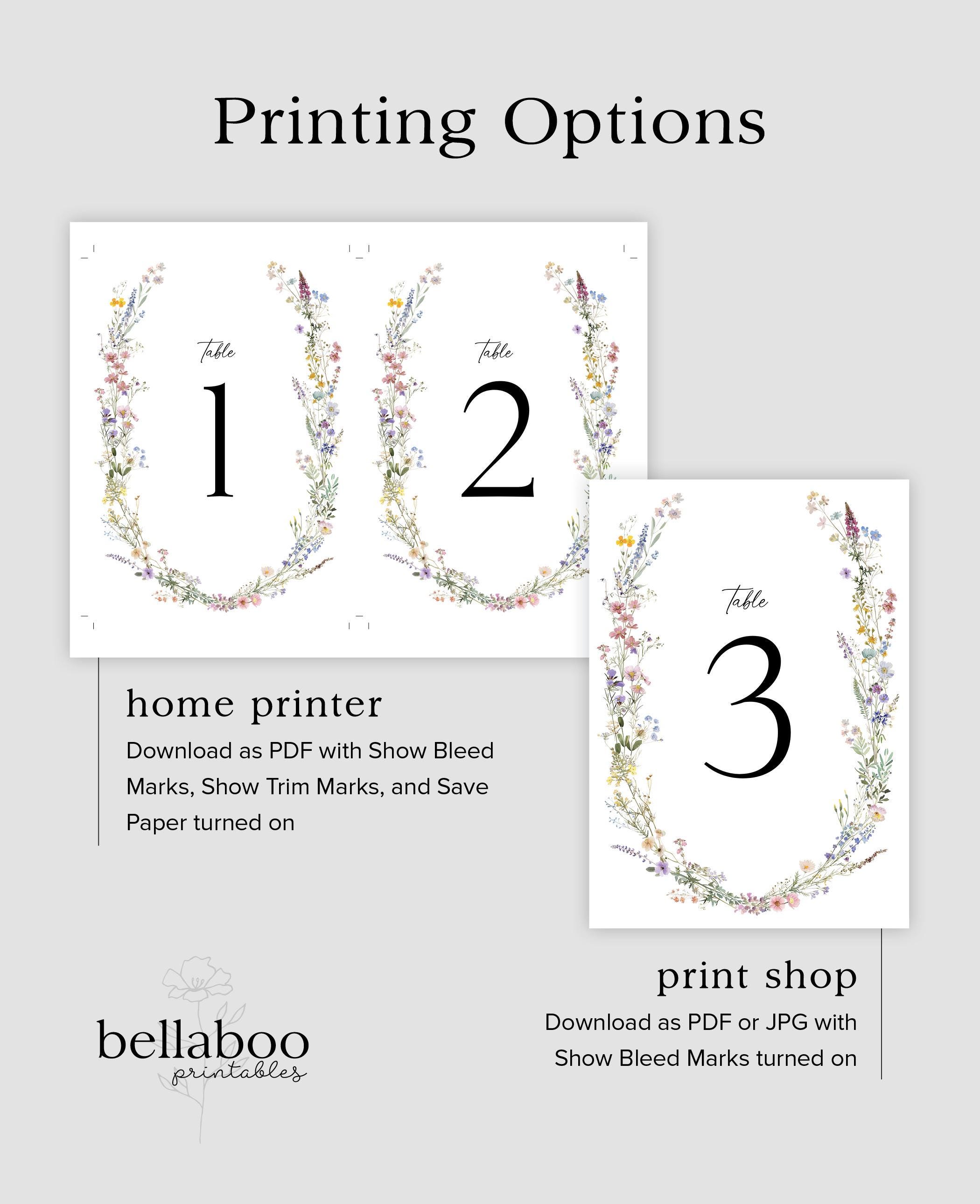 Boho Wedding Table Numbers Template, Wildflower Wedding Table Numbers ...