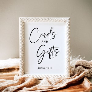Minimalist Cards and Gifts Sign Template, Bridal Shower Gift Sign ...