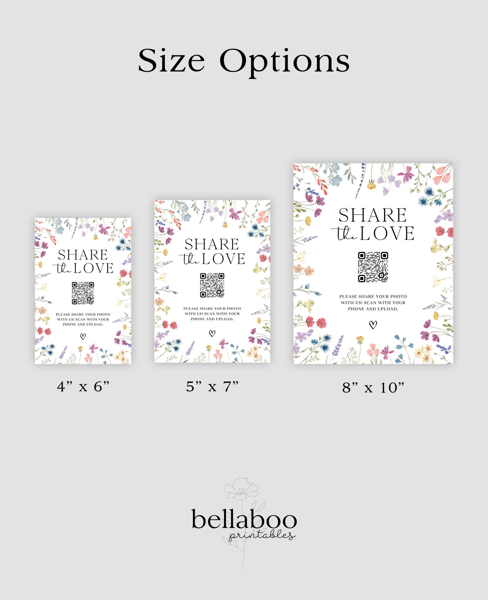 Share the Love QR Code Sign Template, Wildflower Wedding Reception ...