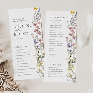 Wildflower Wedding Program Template, Order of Service Wedding Ceremony ...