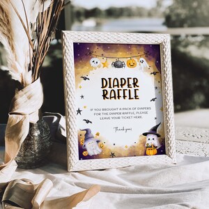 Diaper Raffle Card Template, Ghost Baby Shower Diaper Raffle Sign ...