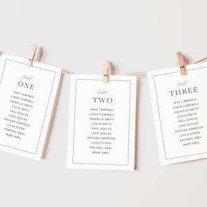 Modern Wedding Seating Chart Cards, Minimalist Wedding Seating Chart ...