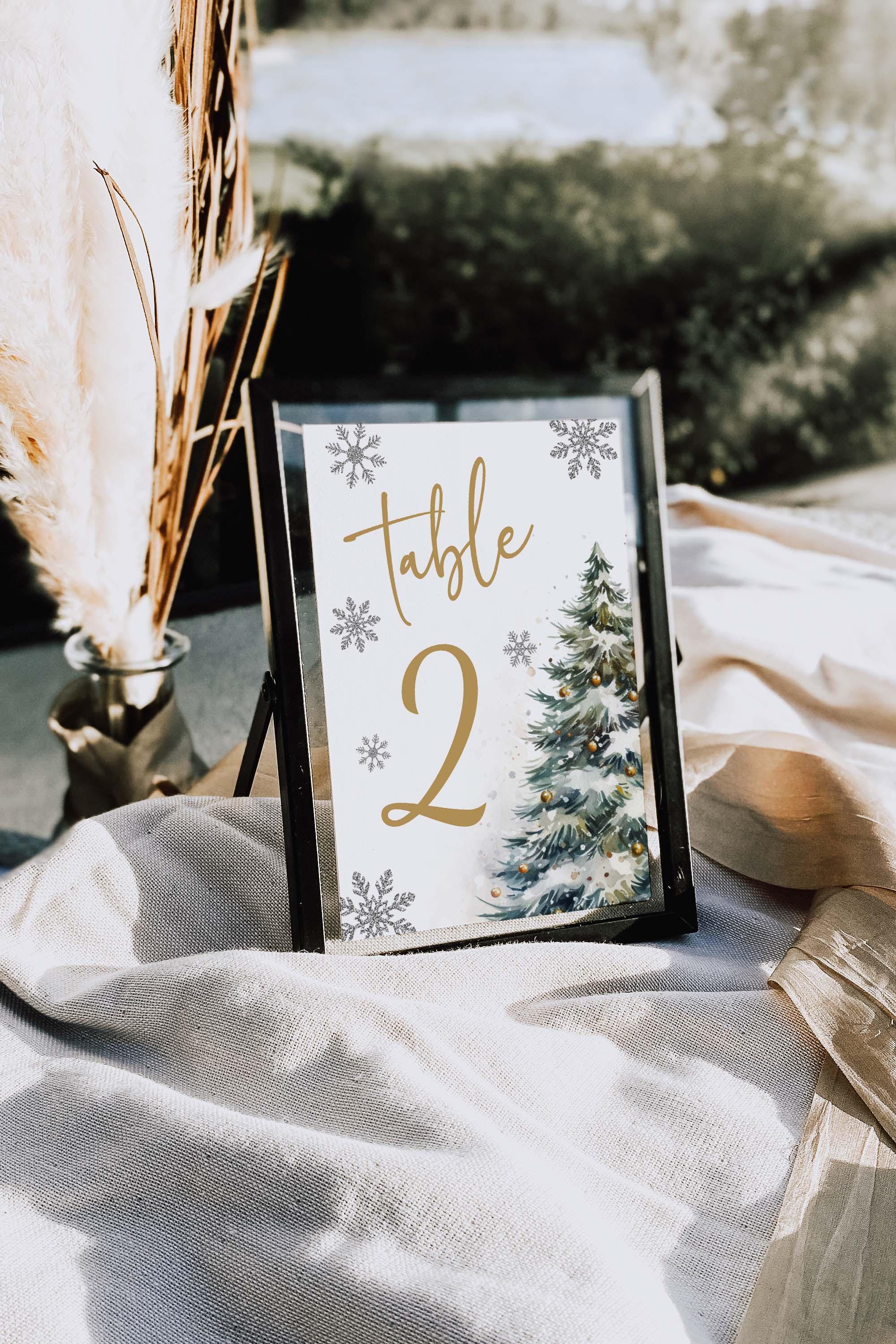 Christmas Table Numbers Templates, Holiday Table Numbers, Gold ...