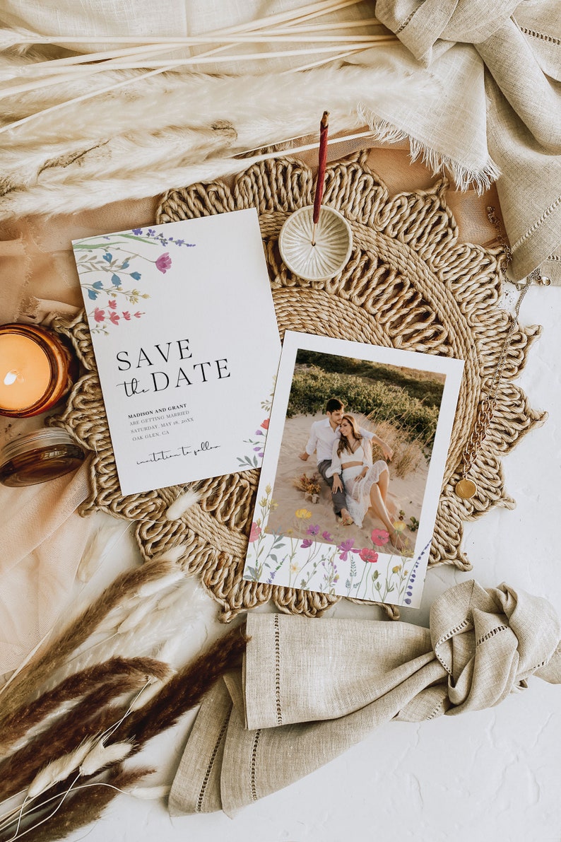 Photo Save the Date Invitation Template Boho Save the Date - Etsy