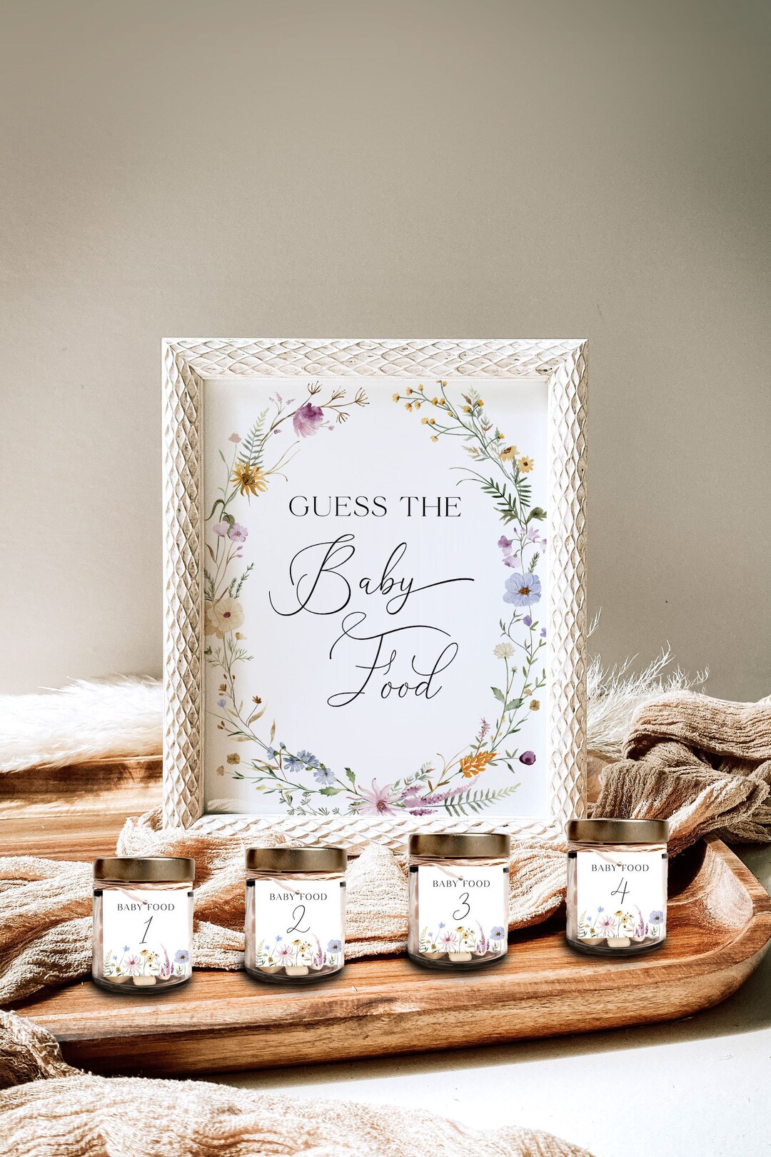 Guess the Baby Food Baby Shower Game Template, Baby Food Game, Boho ...
