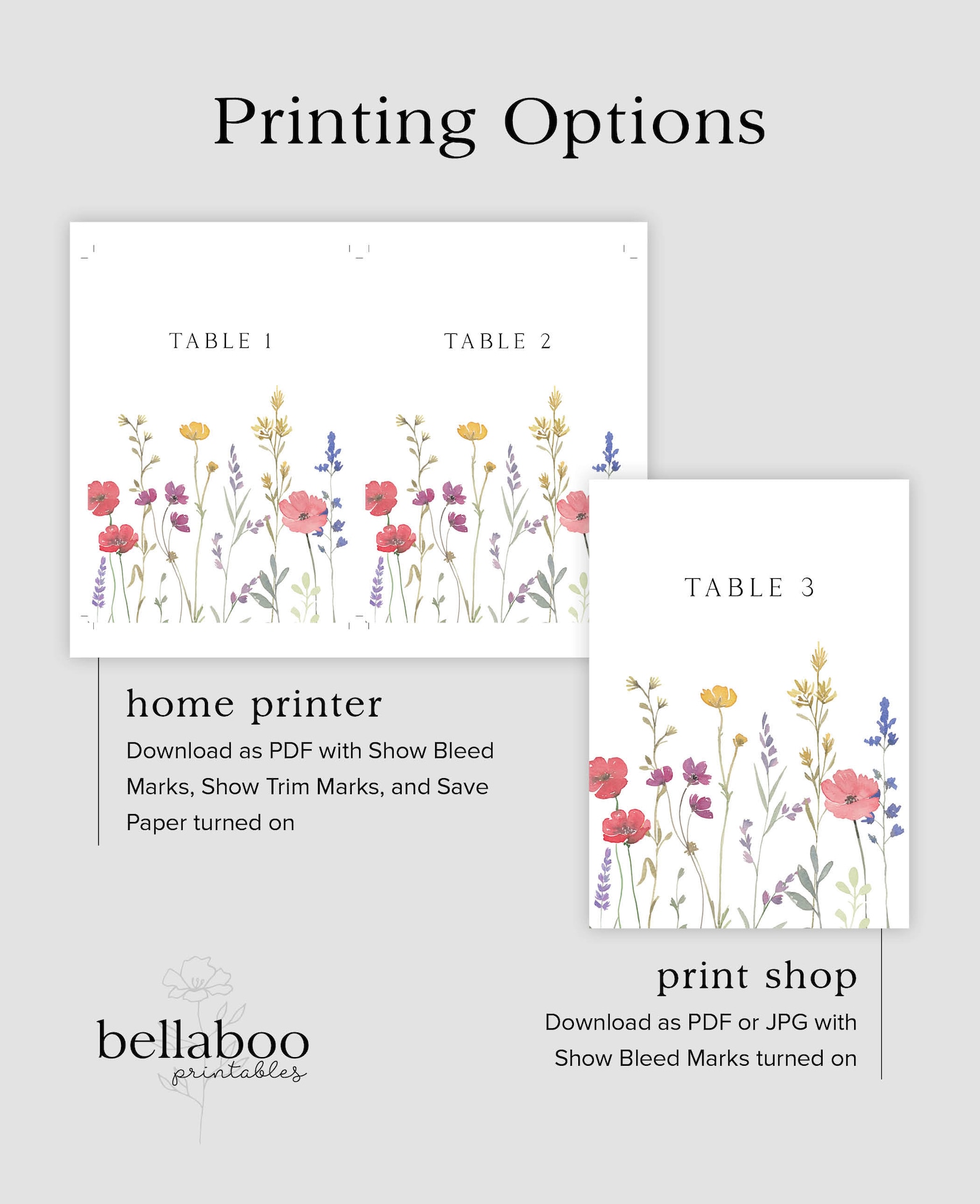 Boho Wedding Table Numbers Template, Wildflower Table Numbers ...