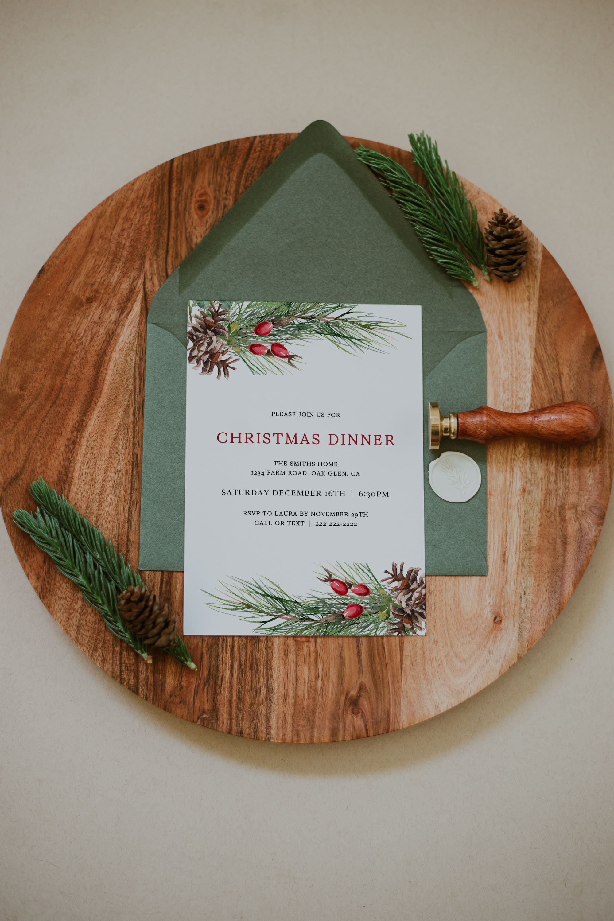 Christmas Invitation Printable Template Holiday Party Invite - Etsy