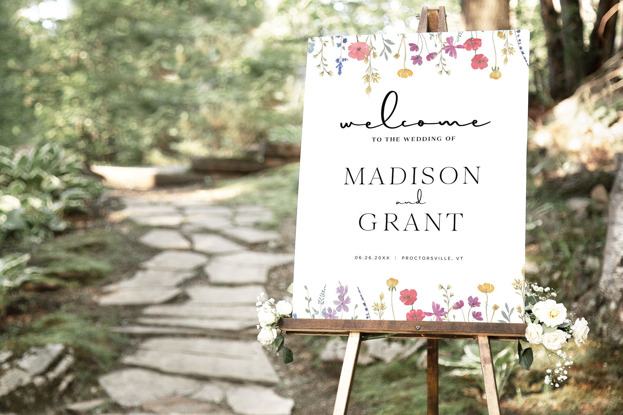 Modern Wildflower Wedding Welcome Sign Template, Boho Wedding Welcome ...