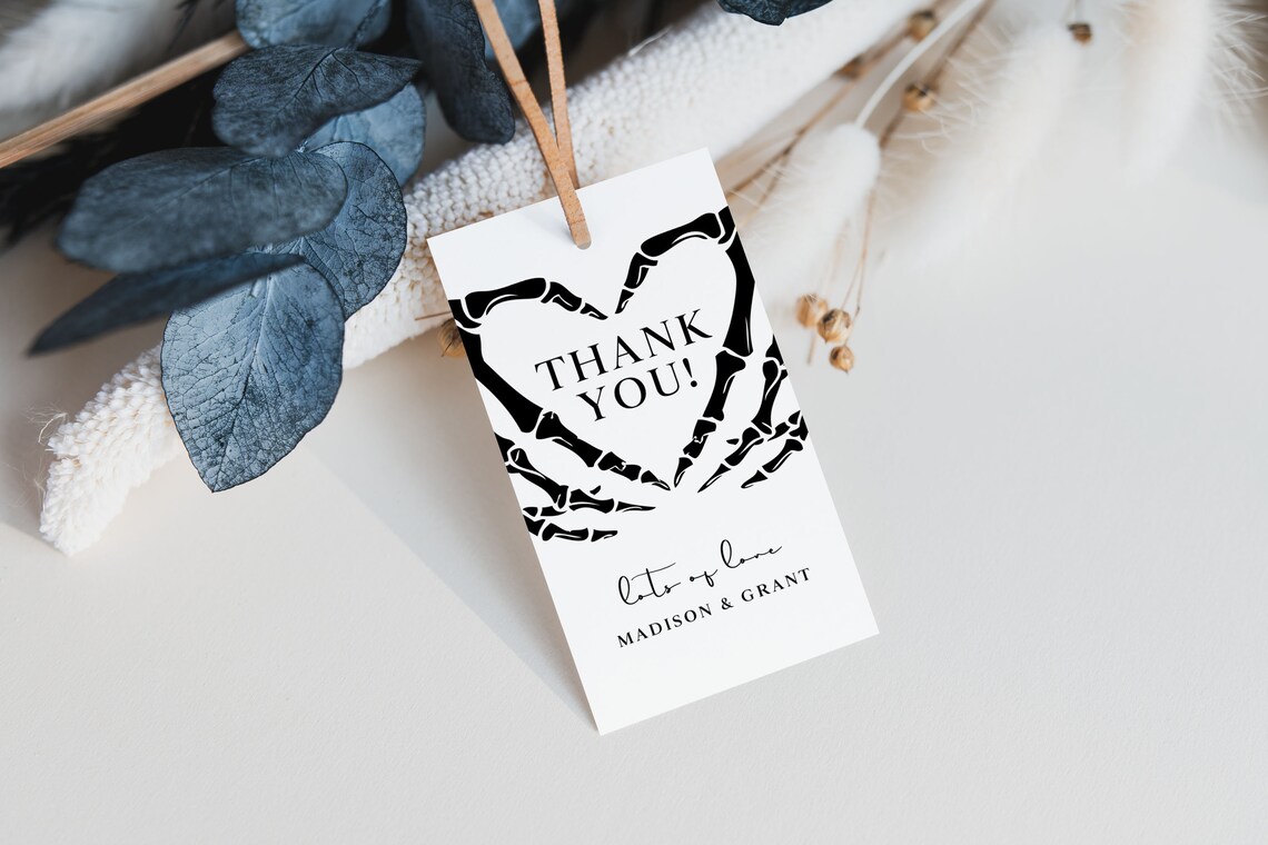 Gothic Wedding Favor Tag Template, Dark and Moody Thank You Tag, Gothic ...