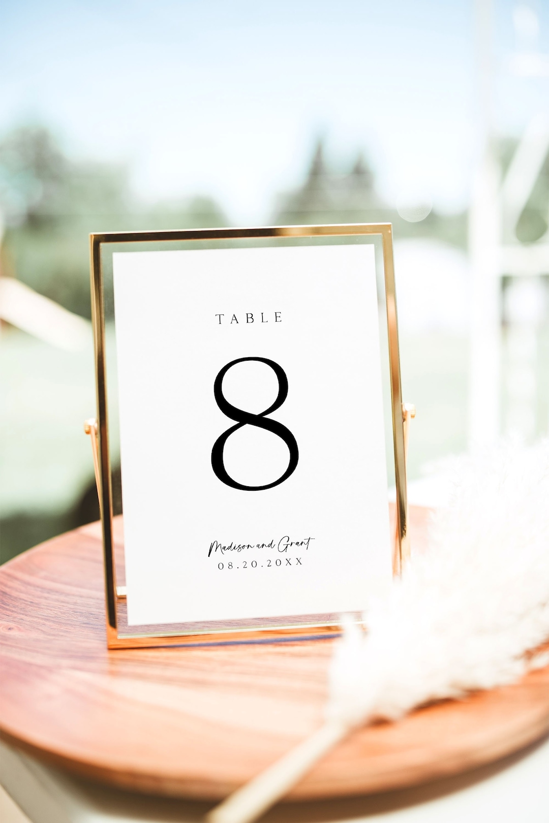 Minimalist Wedding Table Numbers Template, Simple Table Number ...