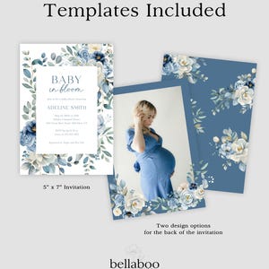 Dusty Blue Baby Shower Invitation Template Blue Floral Baby Shower ...