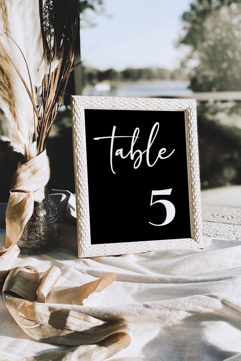 Minimalist Wedding Table Numbers Template, Simple Table Numbers ...