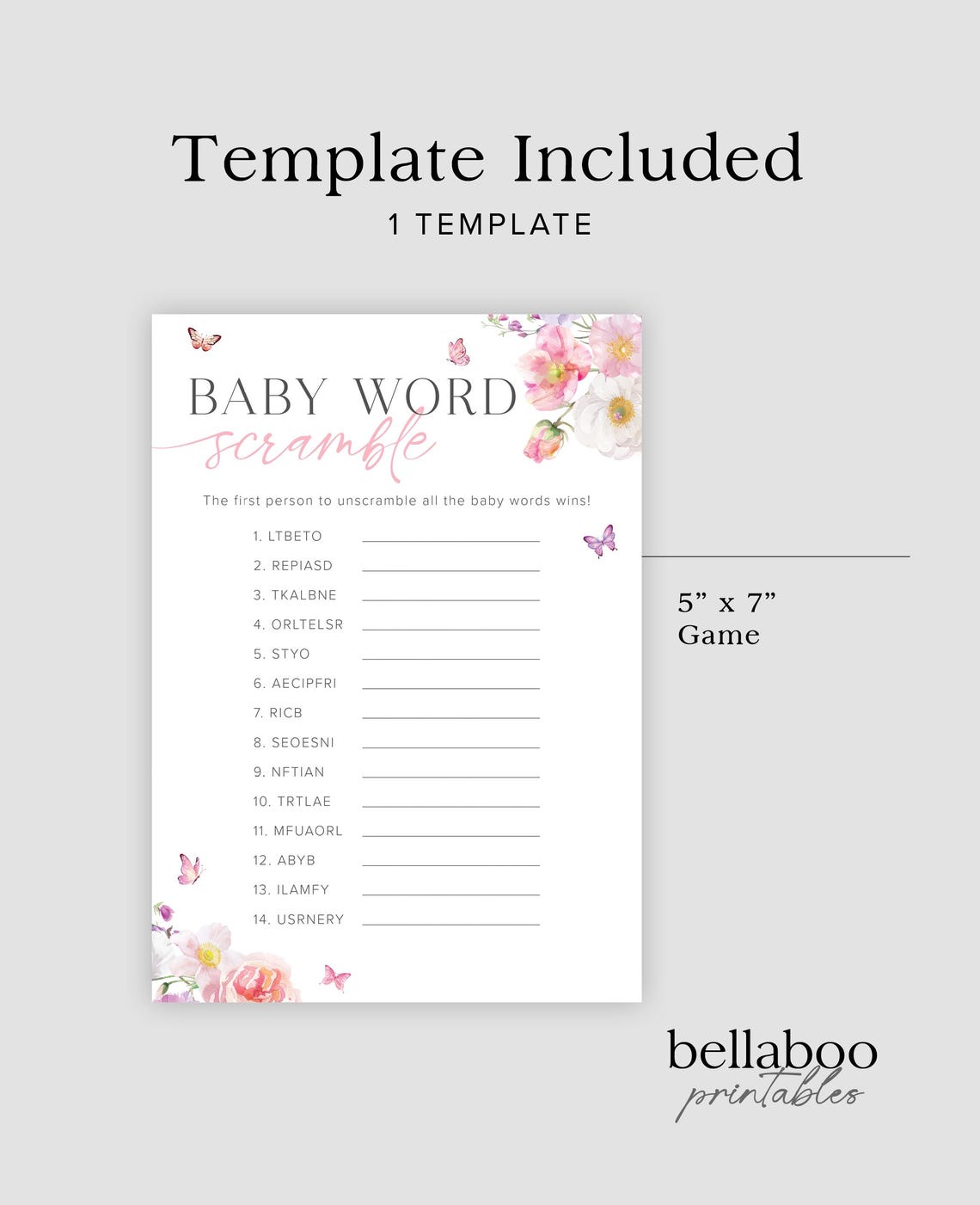 Word Scramble Baby Shower Game Template, Baby Word Scramble Game ...