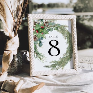 Christmas Table Numbers Templates, Holiday Table Numbers, Christmas ...