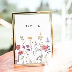 Boho Wedding Table Numbers Template, Wildflower Table Numbers ...