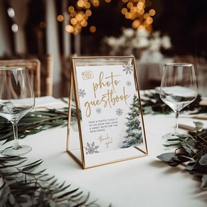 Photo Guestbook Sign Template, Christmas Wedding Guestbook Sign Photo ...