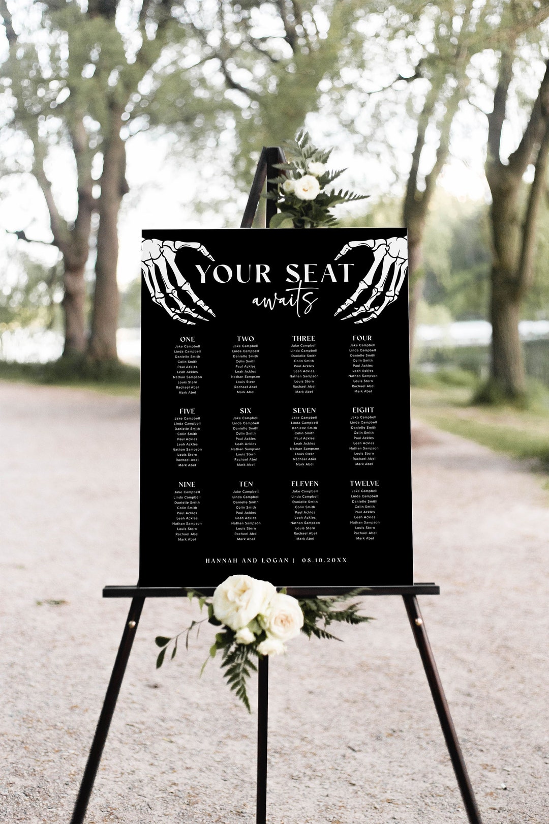 Gothic Wedding Seating Chart Template, Halloween Wedding Seating Chart ...
