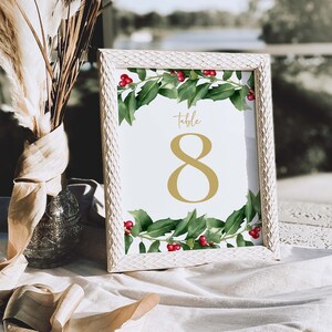 Christmas Table Numbers Templates, Holiday Table Numbers, Gold Wedding ...