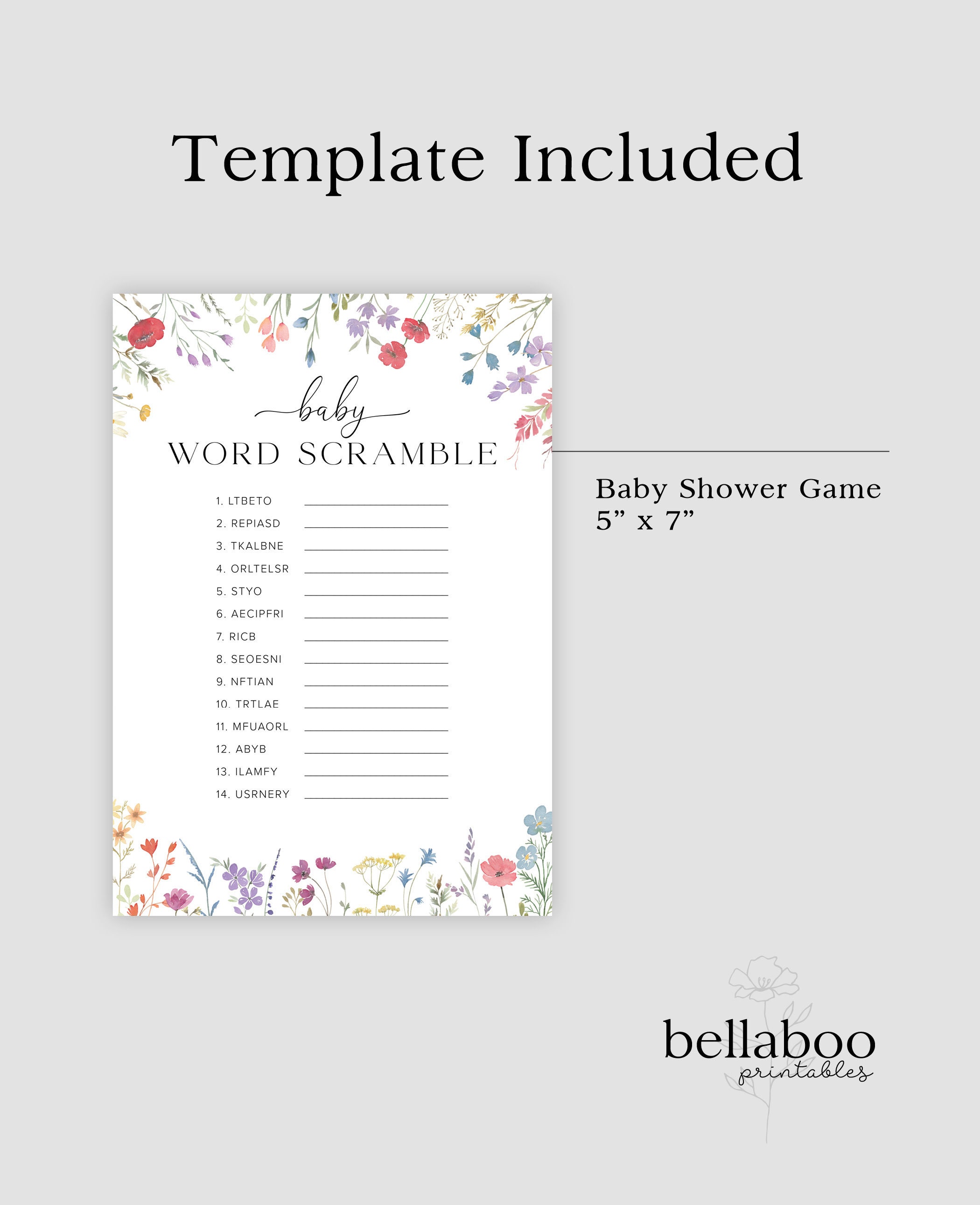 Word Scramble Baby Shower Game Template, Baby Word Scramble Game ...
