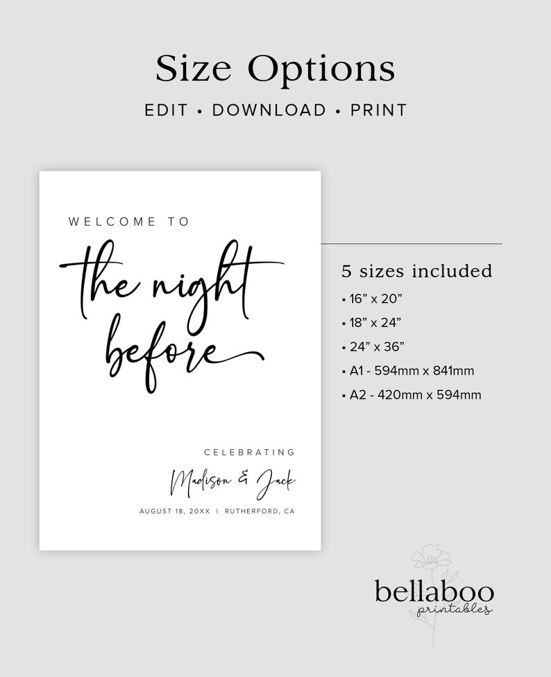 The Night Before Sign Template, Rehearsal Dinner Sign, Rehearsal Dinner ...