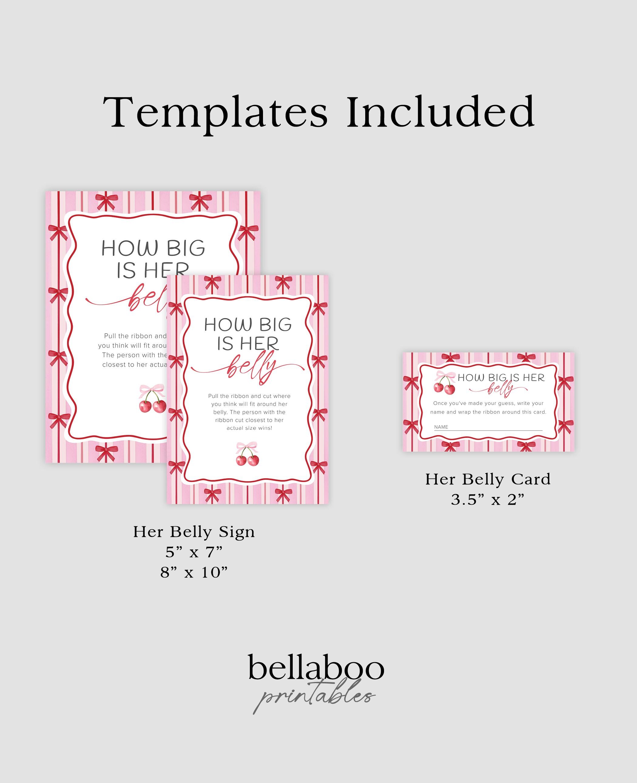 How Big is Her Belly Game Template, Cherry on Top Baby Shower Game ...